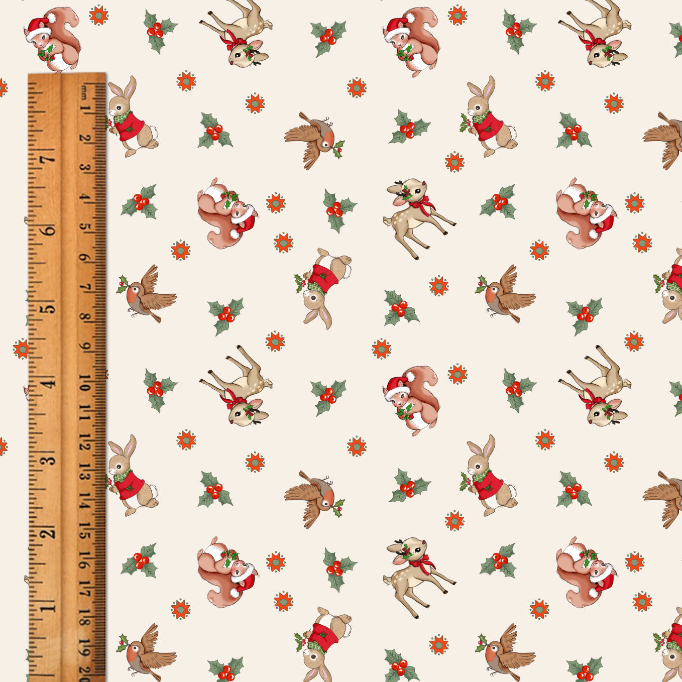 0.3 m precut - Festive Animals Fabric – Belle & Boo